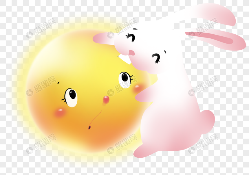 卡通兔子月亮元素素材下载-正版素材400428544-摄图网