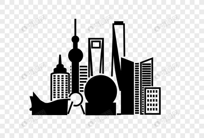 上海剪影外滩地标元素元素素材下载-正版素材401024279-摄图网