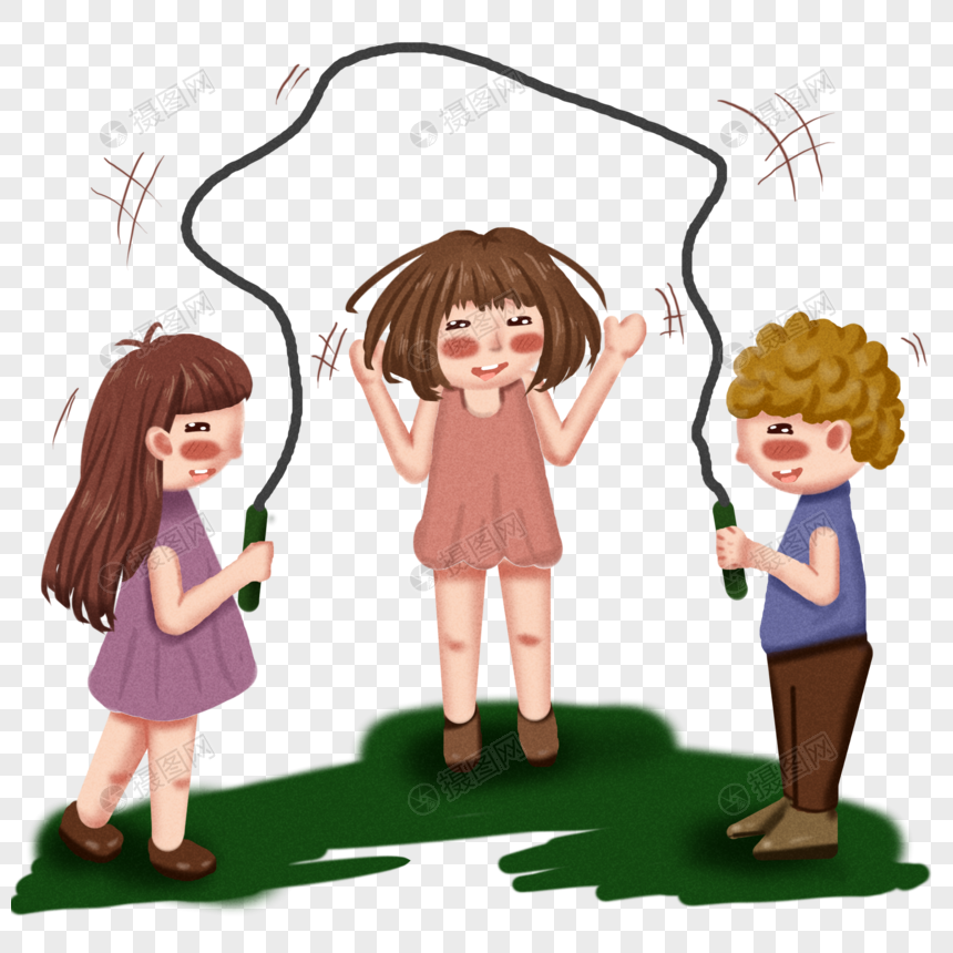 跳绳子的孩子们元素素材下载-正版素材401088832-摄图网