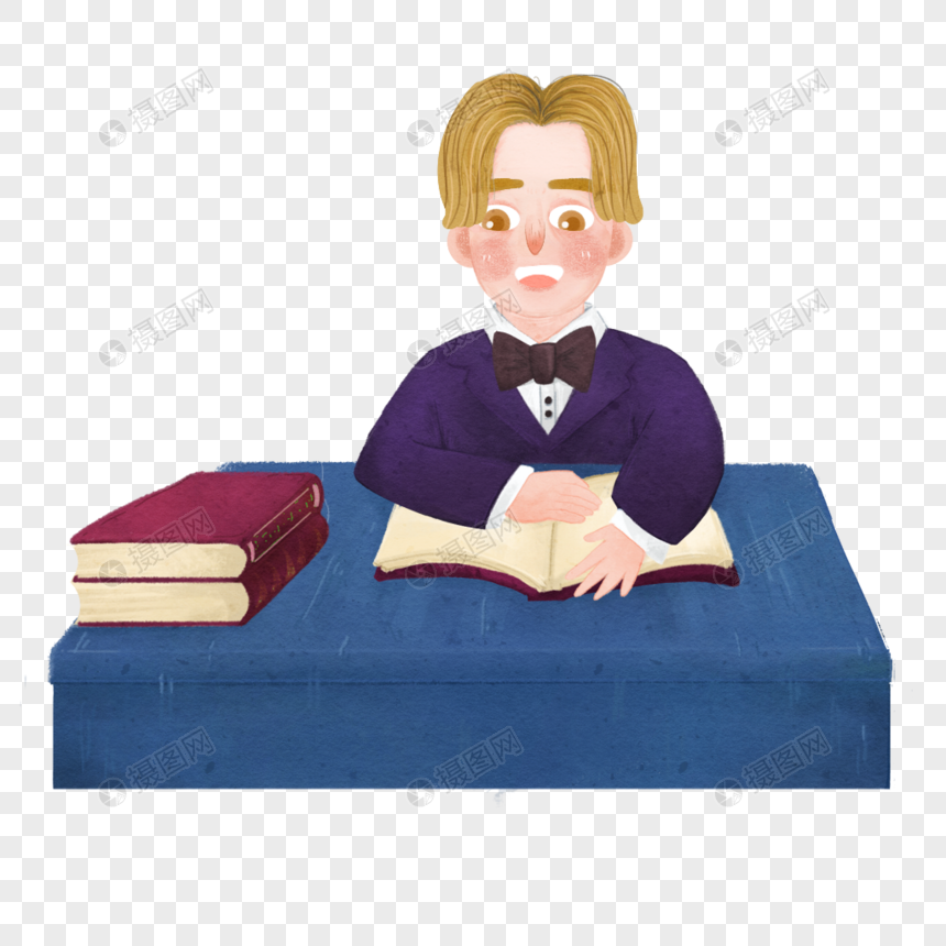 看书的男孩元素素材下载-正版素材401121032-摄图网