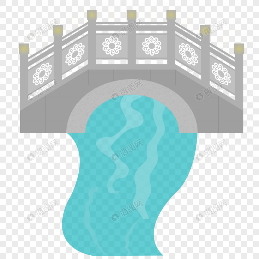 中国风古建筑石拱桥元素素材下载-正版素材401124887-摄图网