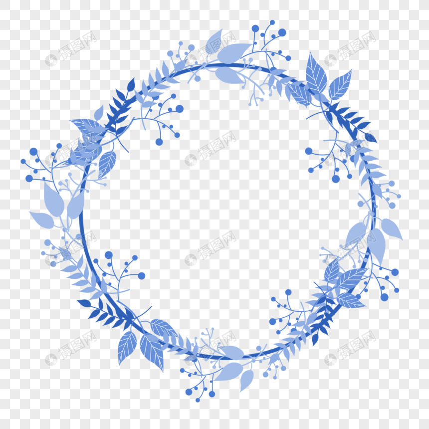 蓝色花纹边框元素素材下载-正版素材401150320-摄图网