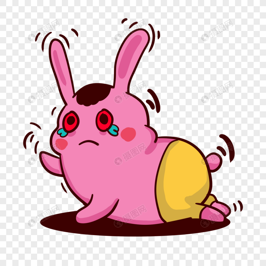 卡通粉色小兔伤心插图元素素材下载-正版素材401266346-摄图网