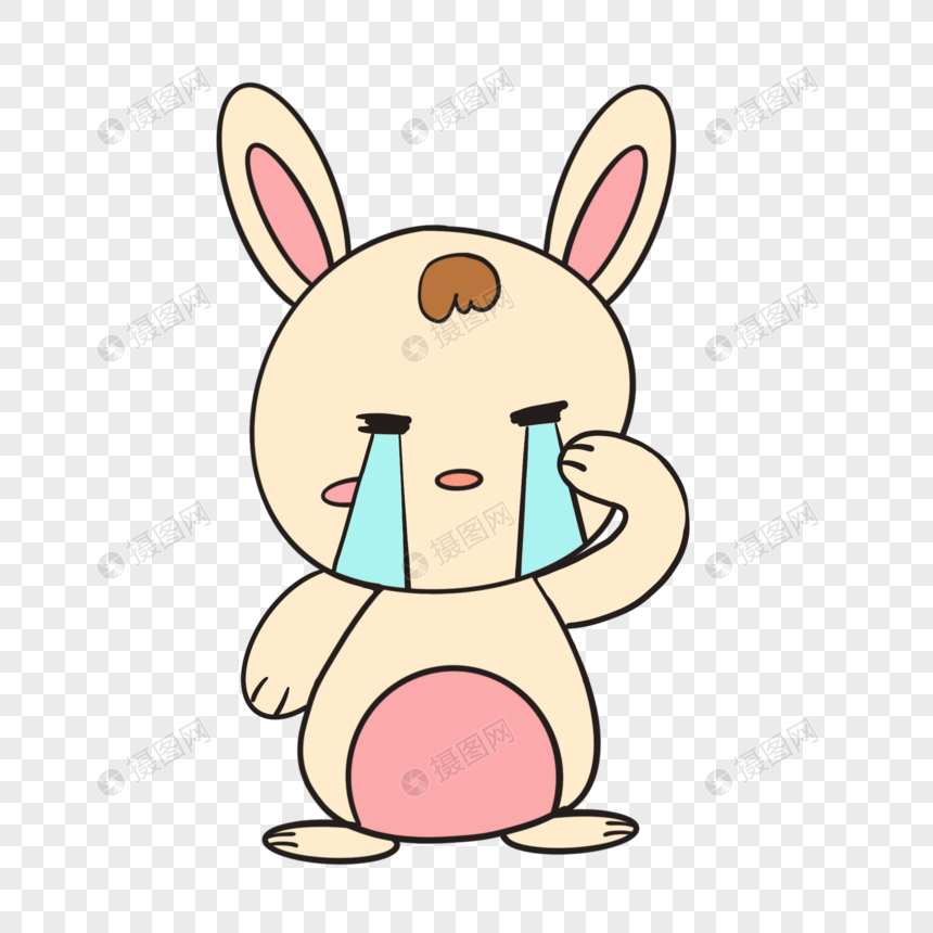 卡通粉色小兔伤心插图元素素材下载-正版素材401267318-摄图网