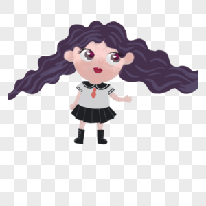 Q版校服女孩元素素材下载-正版素材401066243-摄图网