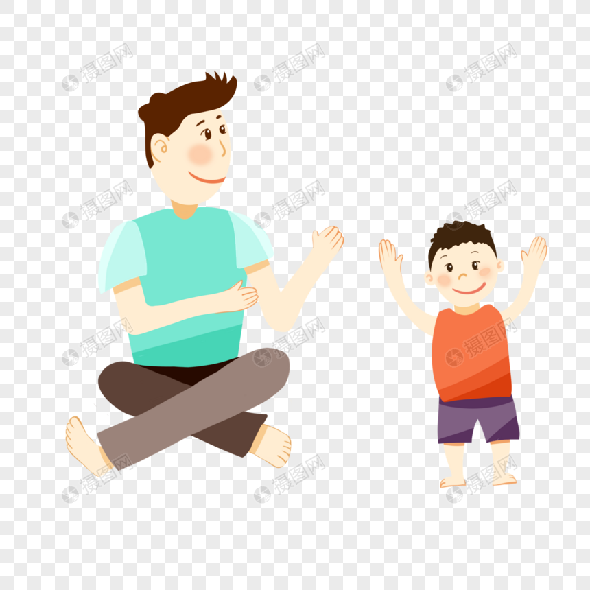 父亲节爸爸坐着儿子开心插画元素手绘元素素材下载-正版素材401333963-摄图网