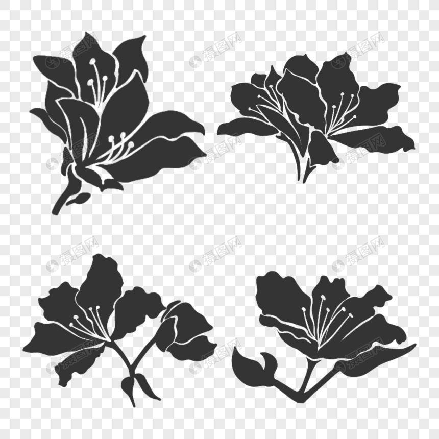 各种紫荆花剪影元素素材下载-正版素材401364318-摄图网