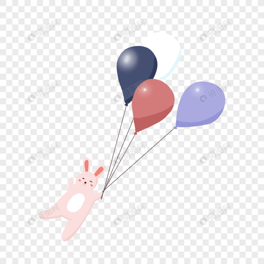 拿着气球的兔子元素素材下载-正版素材401373066-摄图网