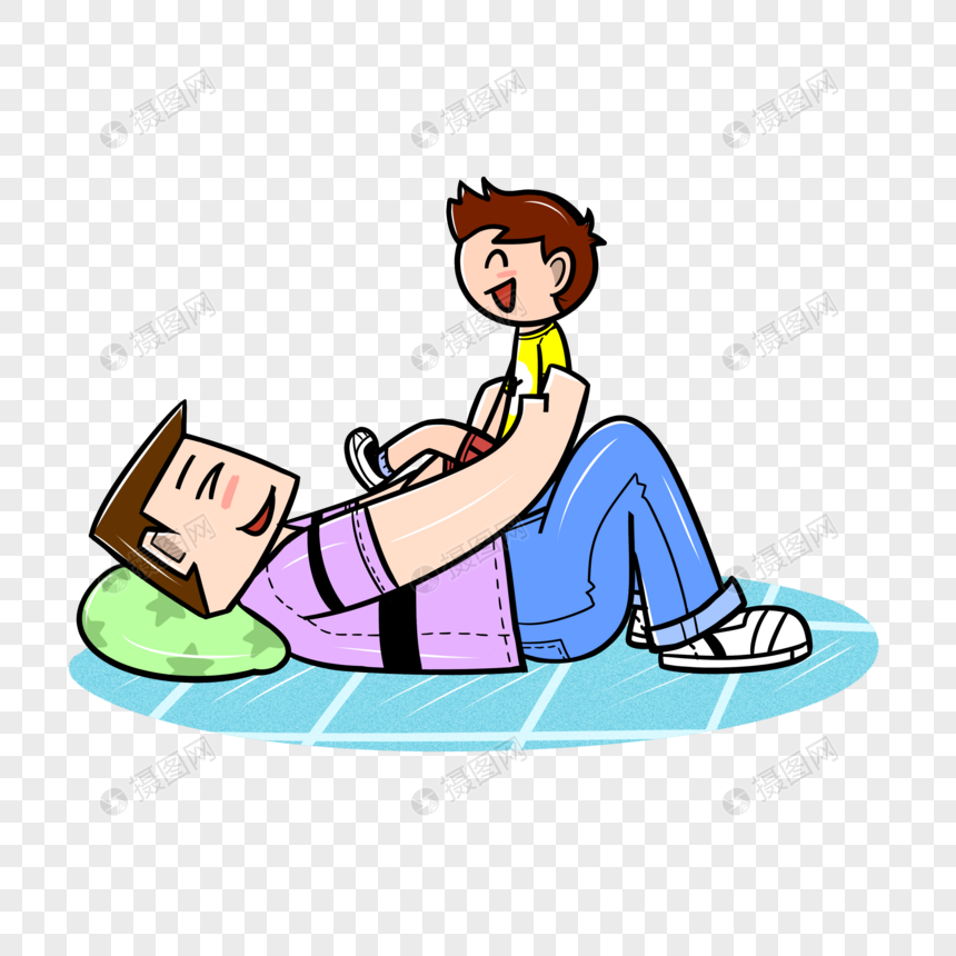 父亲节爸爸和儿子躺着玩耍元素素材下载-正版素材401398764-摄图网