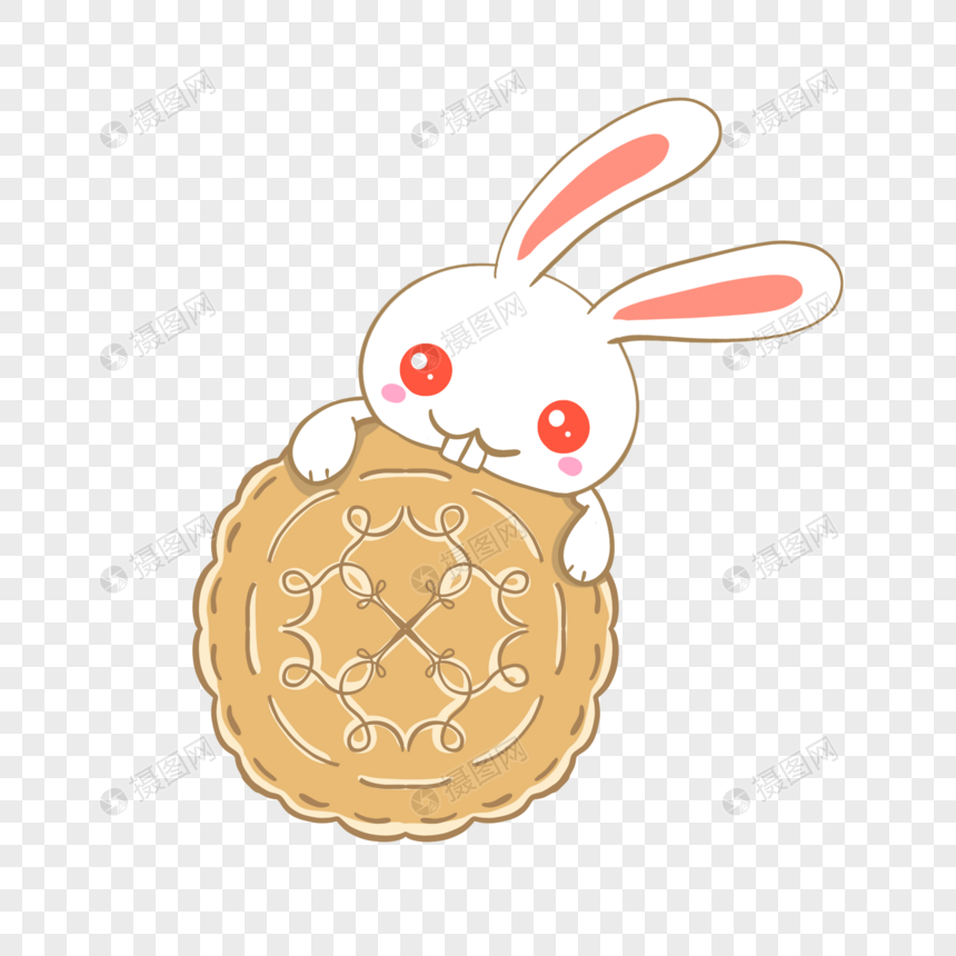 中秋节吃月饼的玉兔元素素材下载-正版素材401399289-摄图网