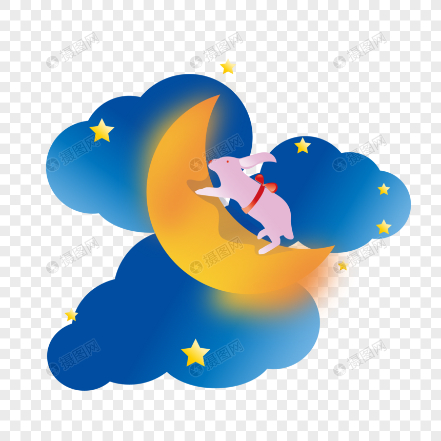 原创中秋节月亮上的兔子元素素材下载-正版素材401407326-摄图网