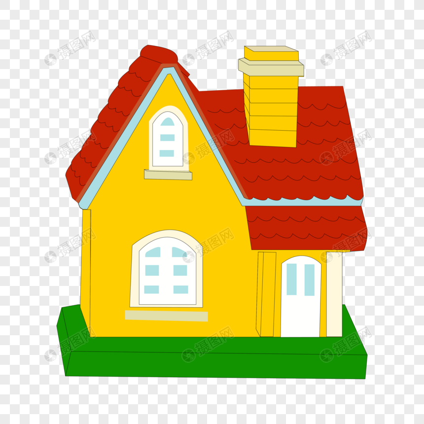 卡通手绘彩色房子元素素材下载-正版素材401408187-摄图网