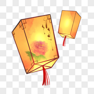 红色中国风灯笼装饰中秋节国潮发光灯笼元素素材下载-正版素材401514856-摄图网