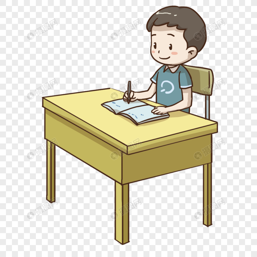 男孩写字元素素材下载-正版素材401415900-摄图网