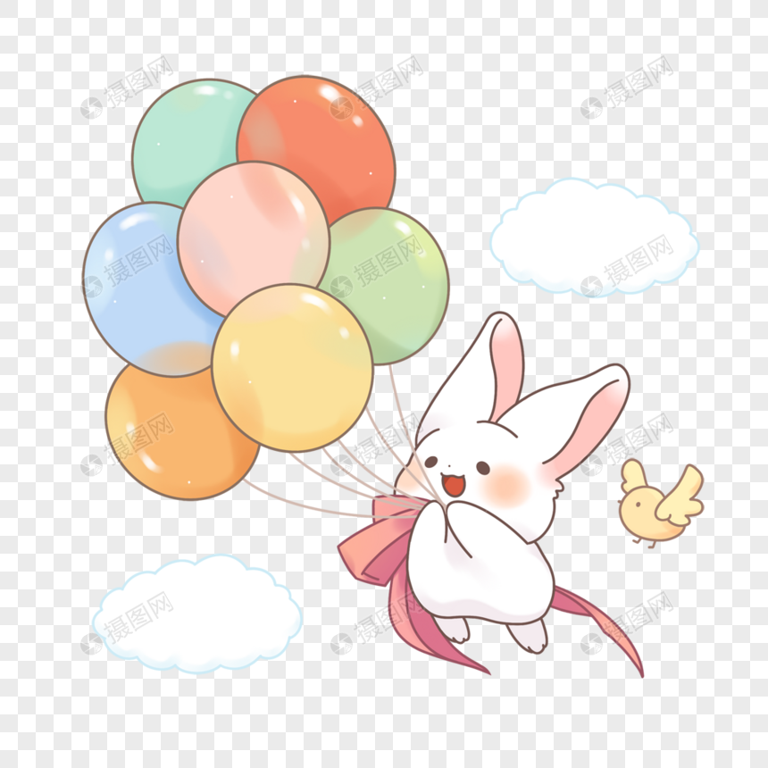 气球带飞的可爱兔子元素素材下载-正版素材401428672-摄图网