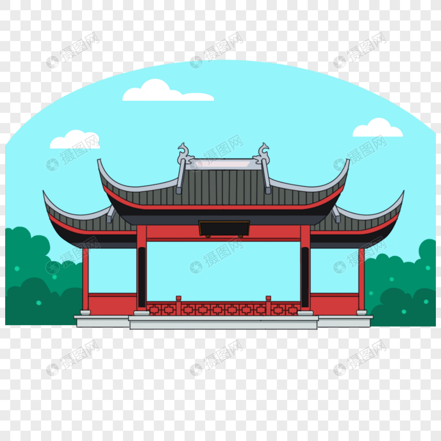 古代建筑场景矢量元素元素素材下载-正版素材401445594-摄图网