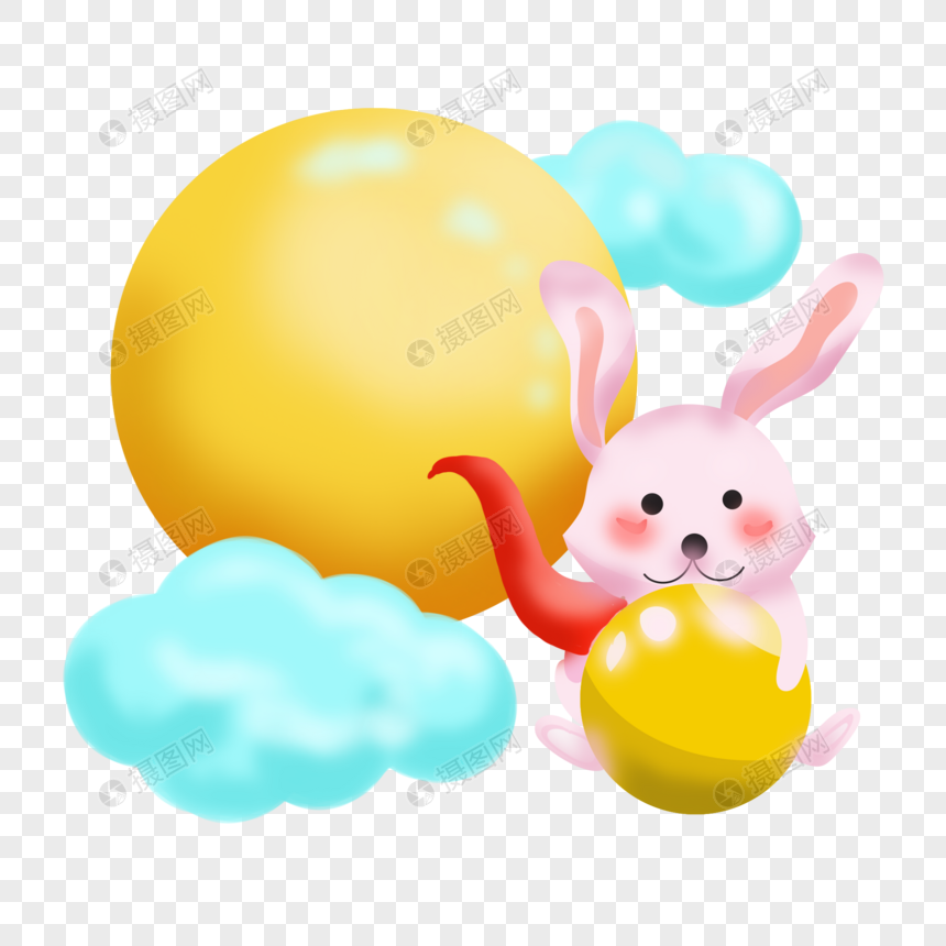 月亮与兔子元素素材下载-正版素材401451444-摄图网