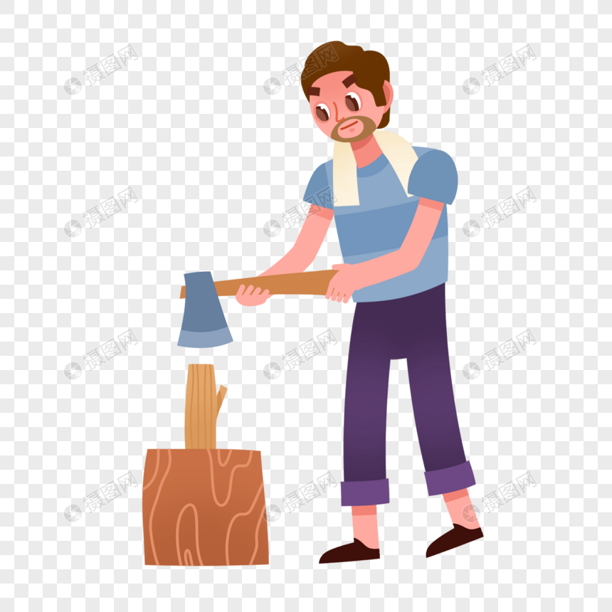 砍柴人物元素素材下载-正版素材401458454-摄图网