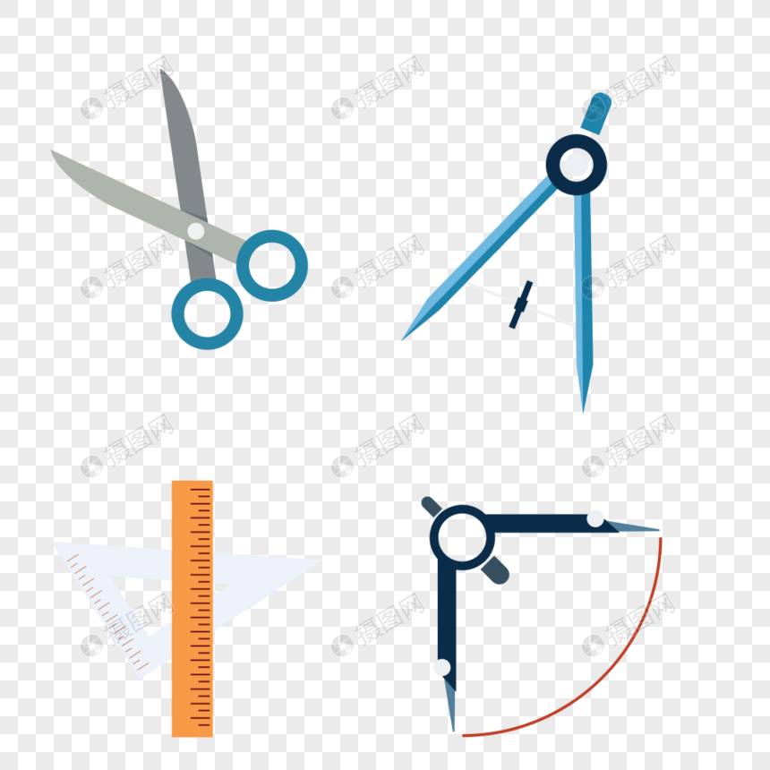 圆规尺子图标素材元素素材下载-正版素材401478420-摄图网