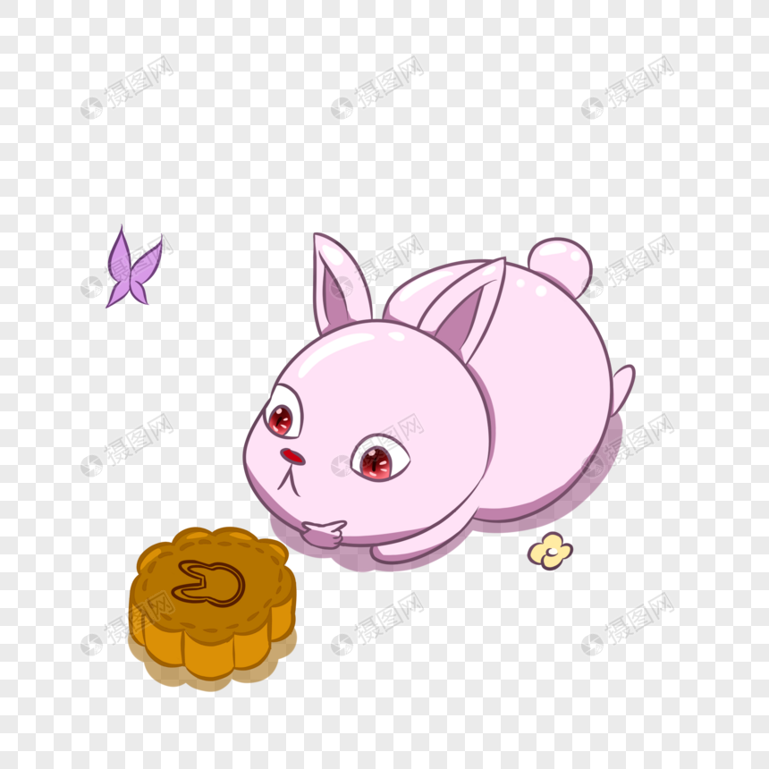 小兔子吃月饼元素素材下载-正版素材401481787-摄图网