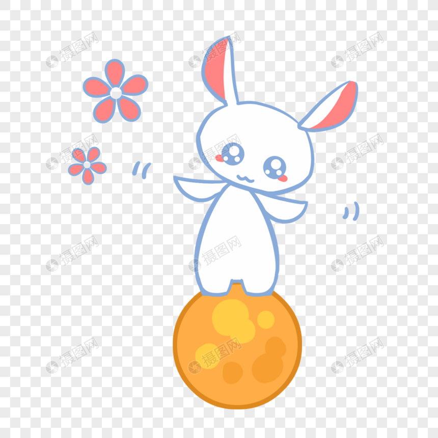 月亮上的兔子元素素材下载-正版素材401491304-摄图网