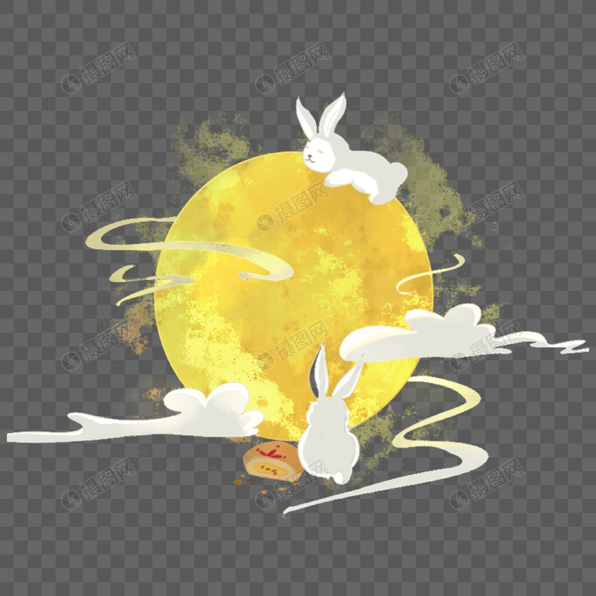 月亮上的月兔元素素材下载-正版素材401492671-摄图网