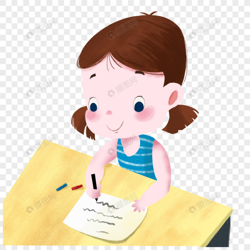 写字的小女孩元素素材下载-正版素材401496570-摄图网