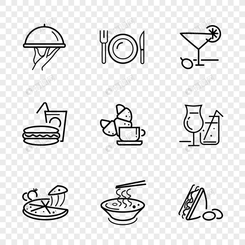餐厅食物早餐下午茶饮料图标元素素材下载-正版素材401502992-摄图网