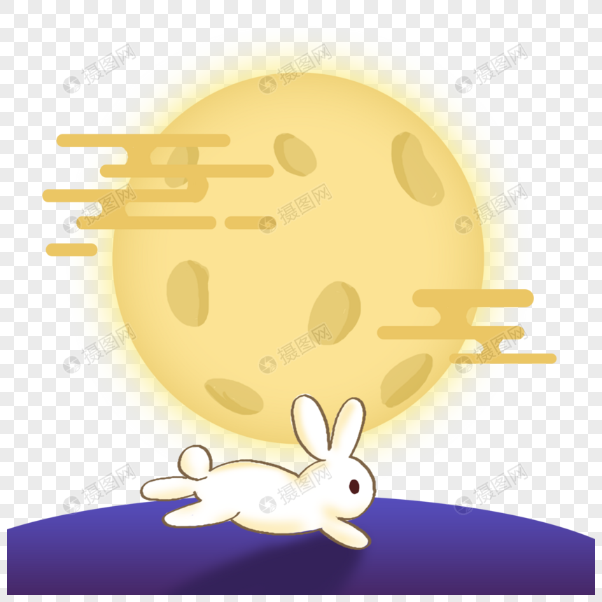 月亮下奔跑的兔子元素素材下载-正版素材401516340-摄图网