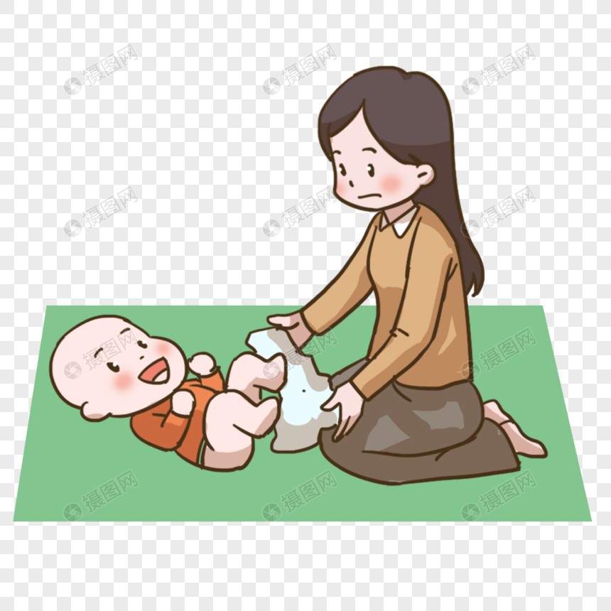 妈妈给孩子换尿布元素素材下载 正版素材401534037 摄图网