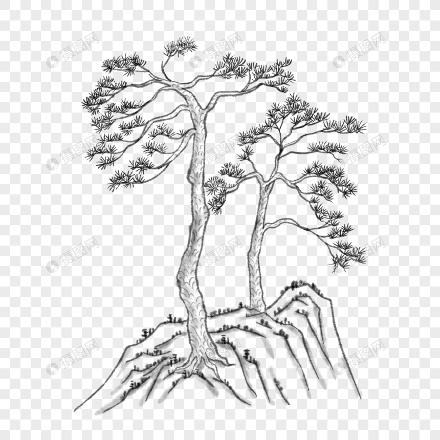 中国风国画松树元素素材下载-正版素材401553780-摄图网