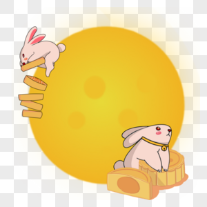 月亮上的兔子元素素材下载-正版素材400175201-摄图网