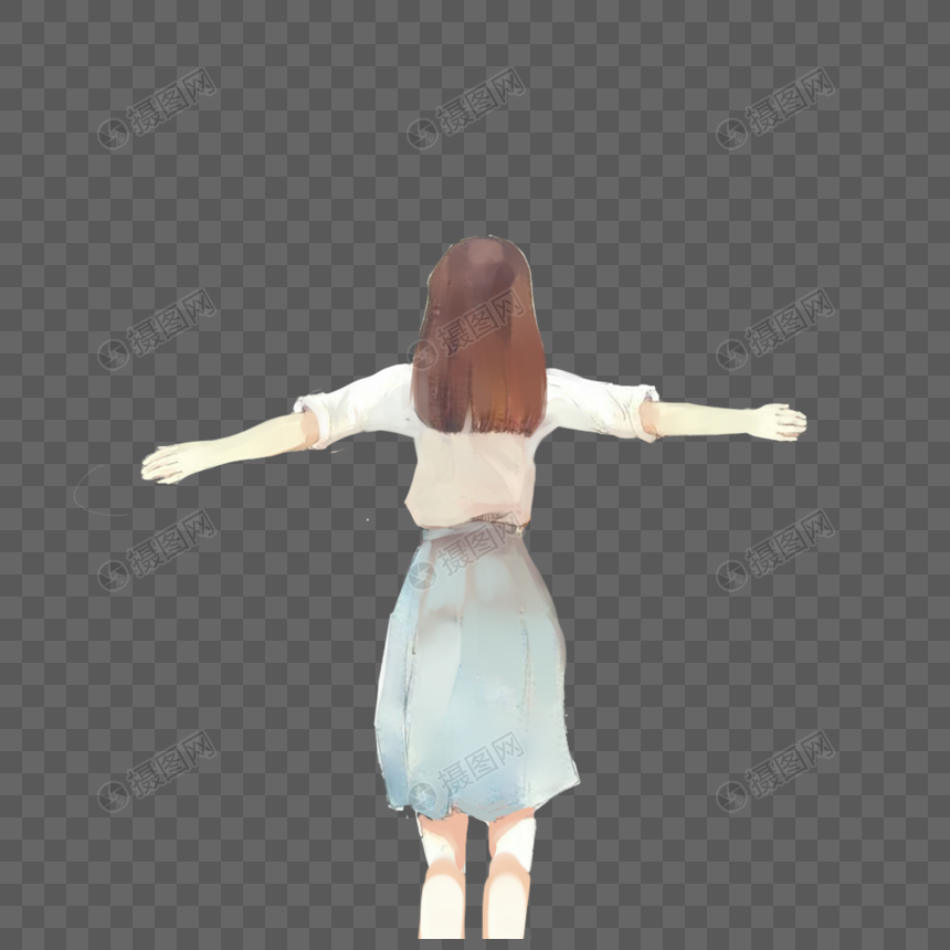 张开双臂的女孩背影元素素材下载-正版素材401606804-摄图网