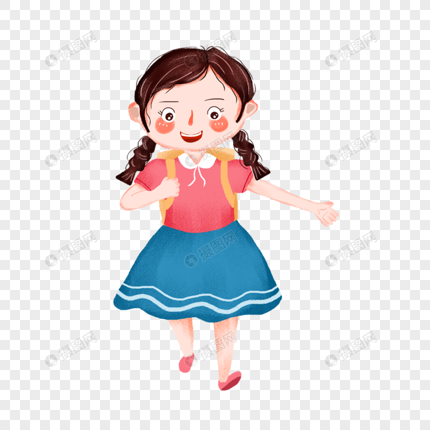 上学的女孩元素素材下载-正版素材401616657-摄图网