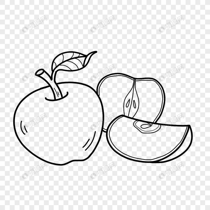 苹果简笔画线稿元素素材下载-正版素材401691548-摄图网
