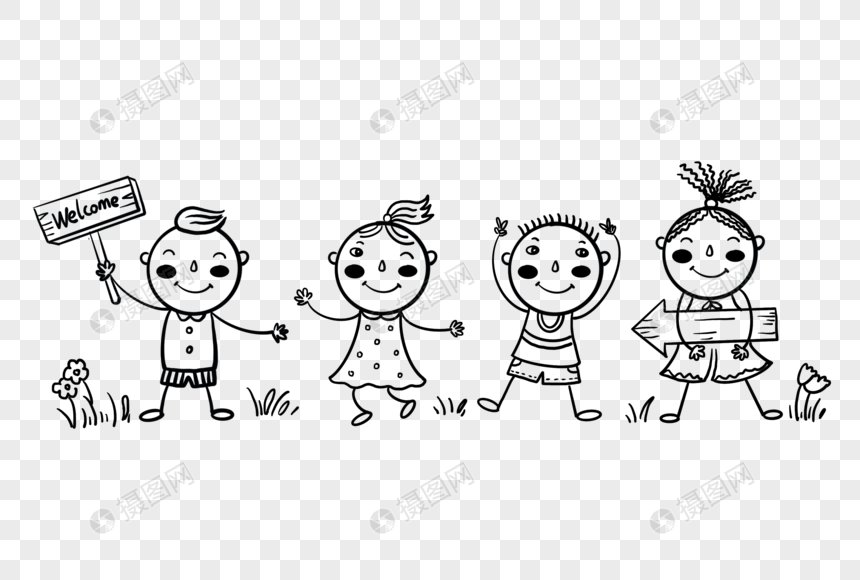 小孩简笔画元素素材下载-正版素材401696179-摄图网