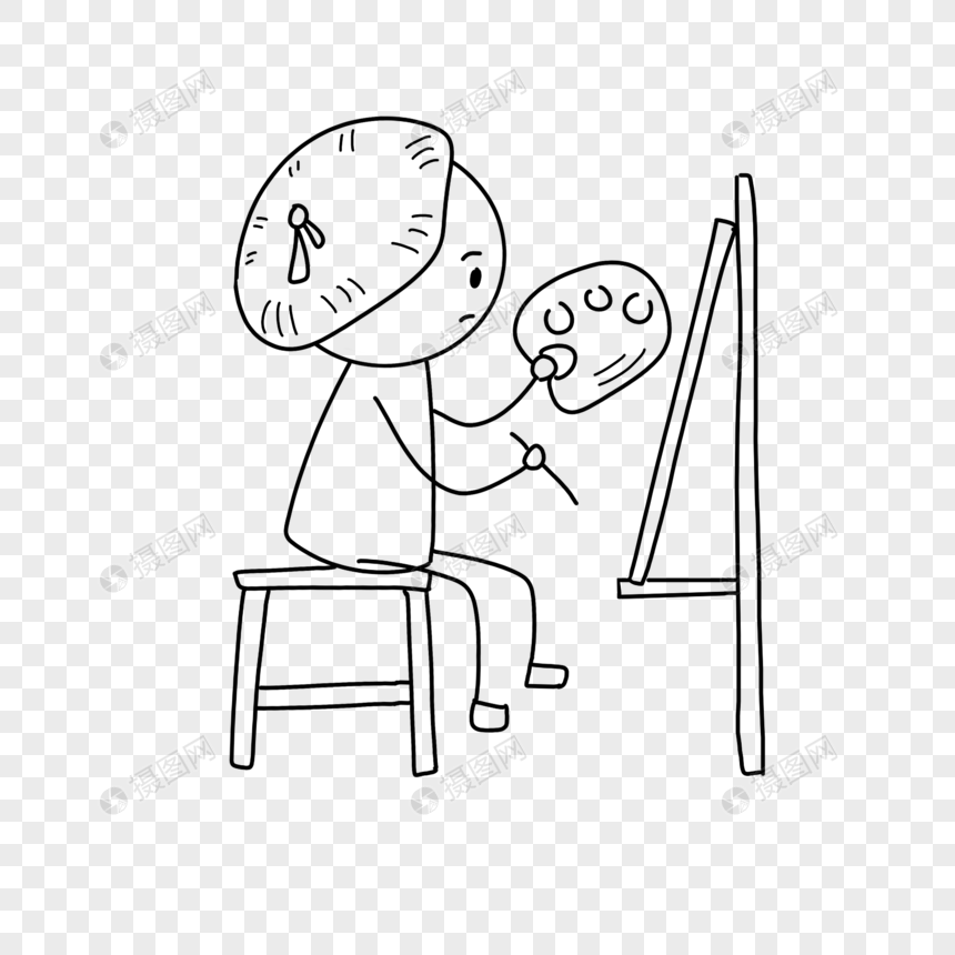 绘画的小人简笔画元素素材下载-正版素材401698706-摄图网