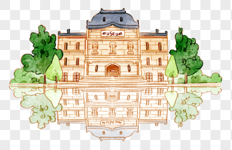 博物馆简笔图片_博物馆简笔素材图片大全_摄图网