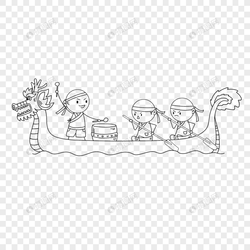 端午赛龙舟简笔画元素素材下载-正版素材401731275-摄图网