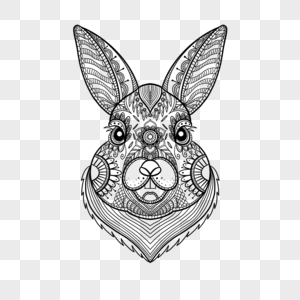 线条兔子元素_免抠素材_PNG图片下载-摄图网