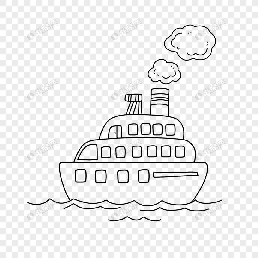 轮船简笔画元素素材下载-正版素材401755344-摄图网