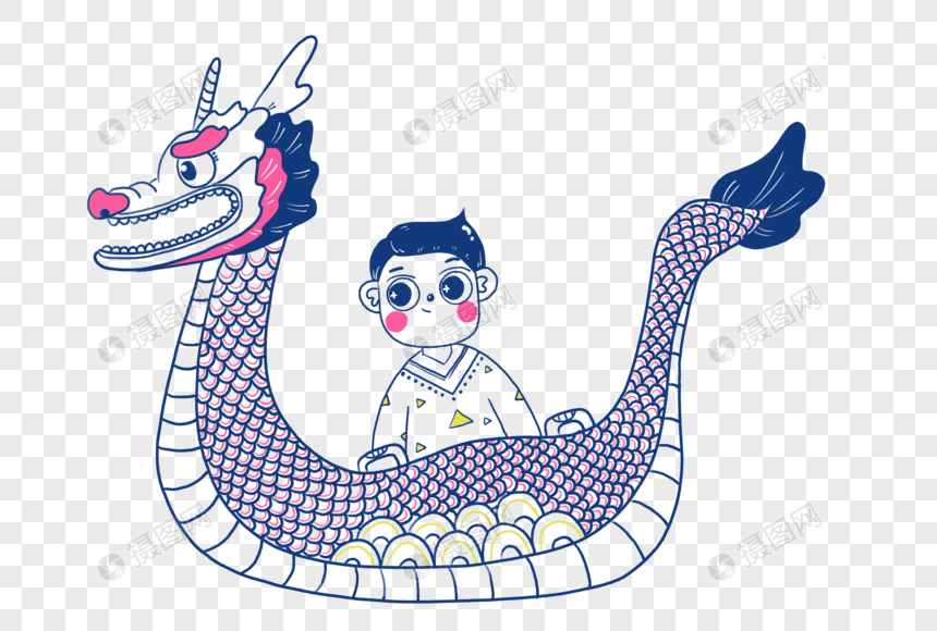 赛龙舟的男孩简笔画元素素材下载-正版素材401762662-摄图网
