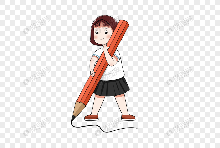 写字图片卡通女孩-千图网