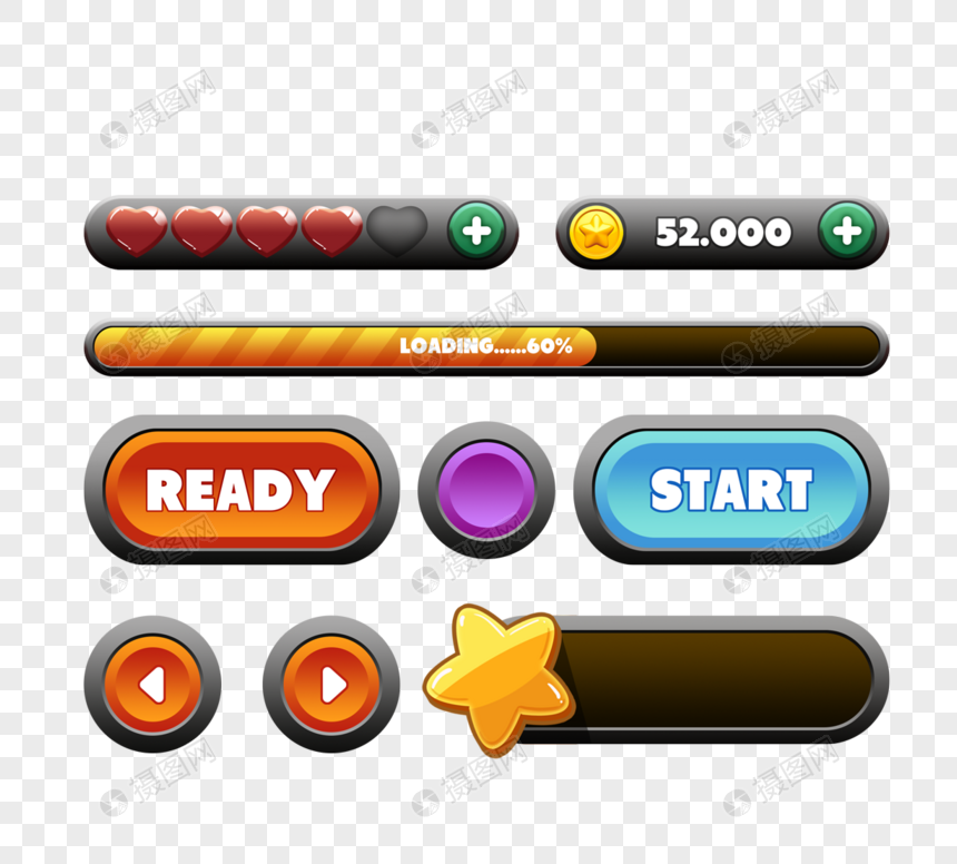 游戏界面在线游戏按钮立体素材元素素材下载-正版素材401811709-摄图网
