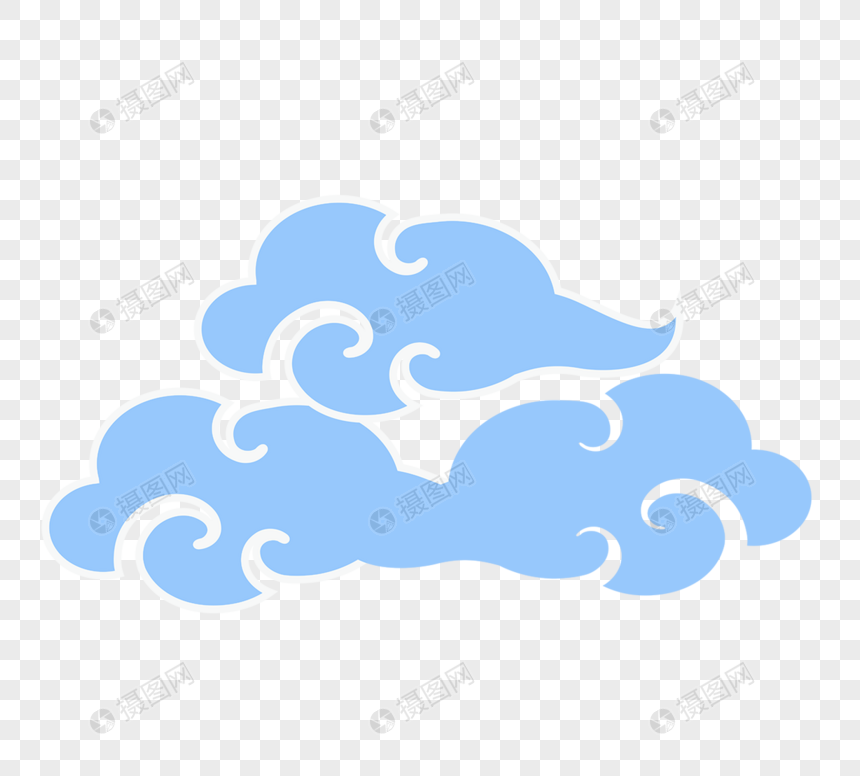 卡通云素材祥云蓝色立体云元素素材下载-正版素材401814784-摄图网