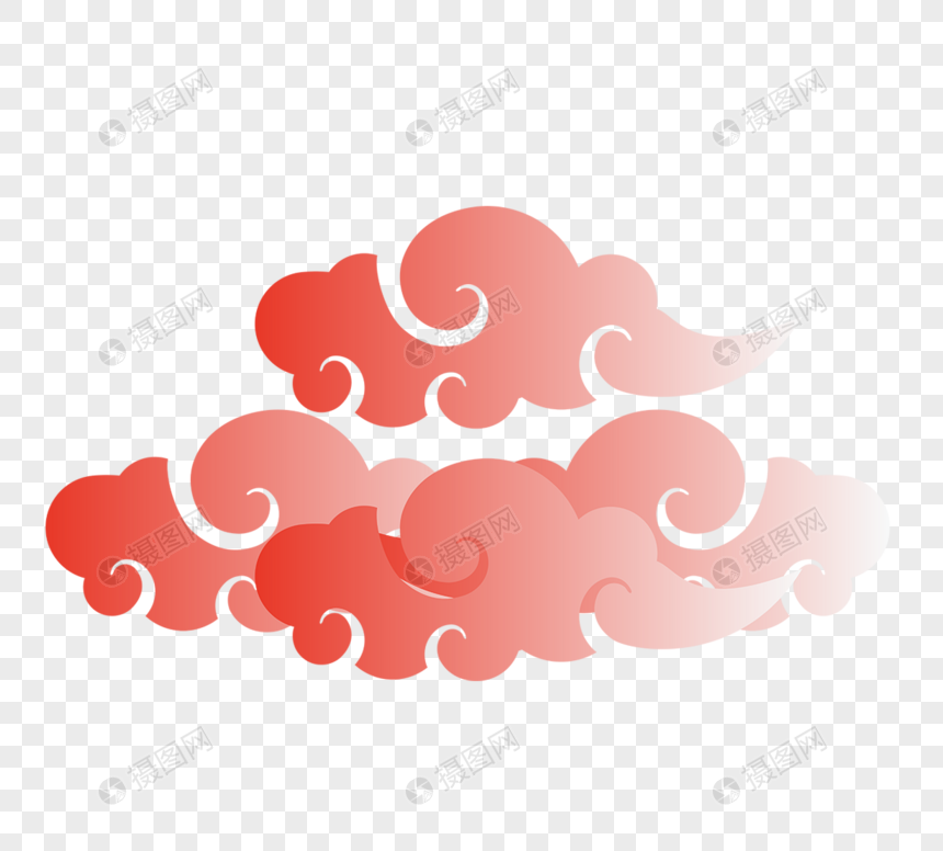 卡通云素材祥云红色立体云元素素材下载-正版素材401814850-摄图网