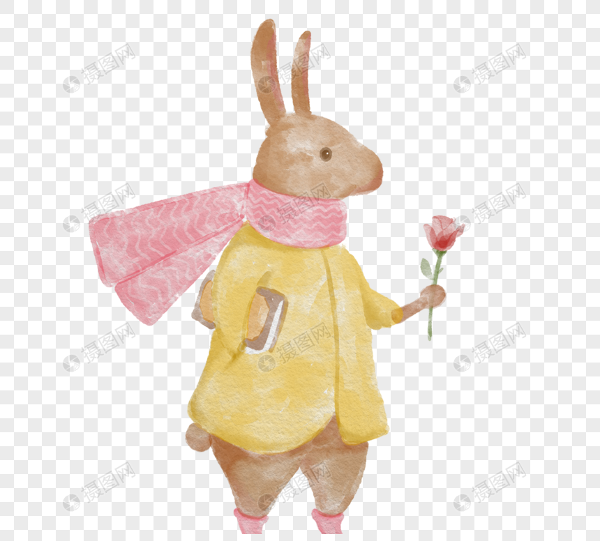 黄色红色小兔子玫瑰花卡通元素元素素材下载-正版素材401815409-摄图网