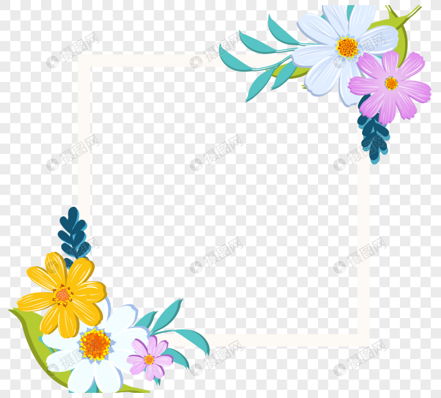 现代时尚花卉花边框元素素材下载-正版素材401817271-摄图网