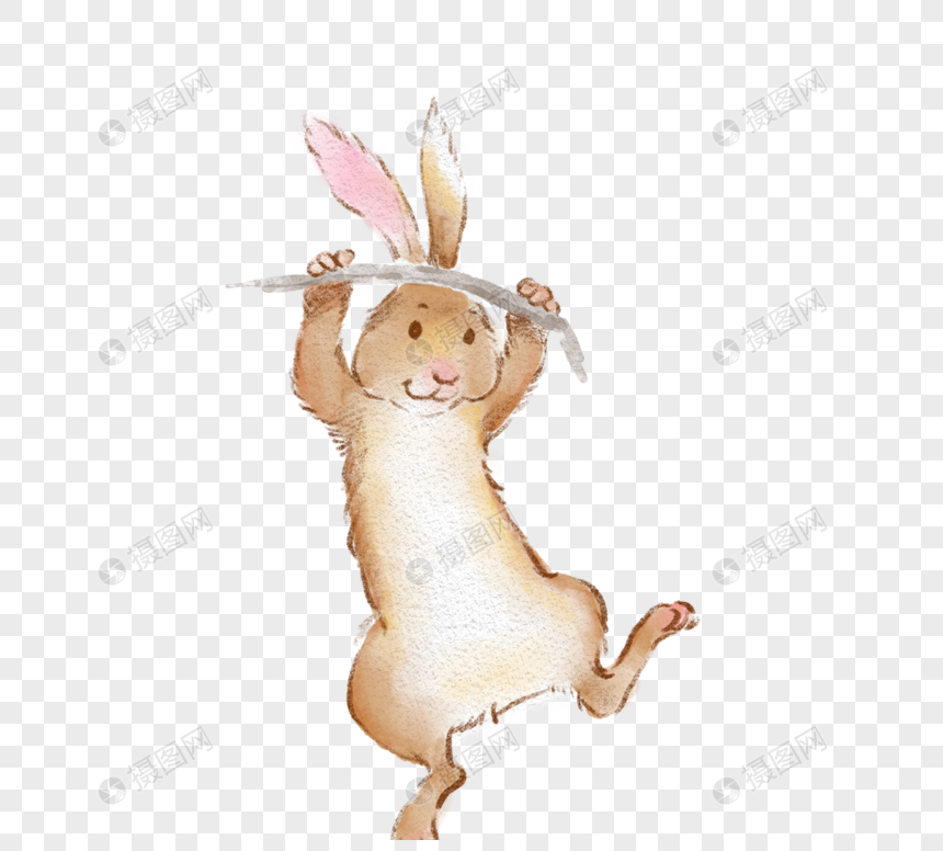 黄色兔子玩耍水彩元素元素素材下载-正版素材401820243-摄图网