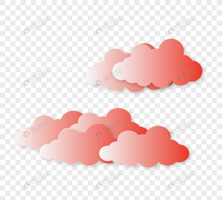 卡通云素材祥云红色立体云元素素材下载-正版素材401821575-摄图网